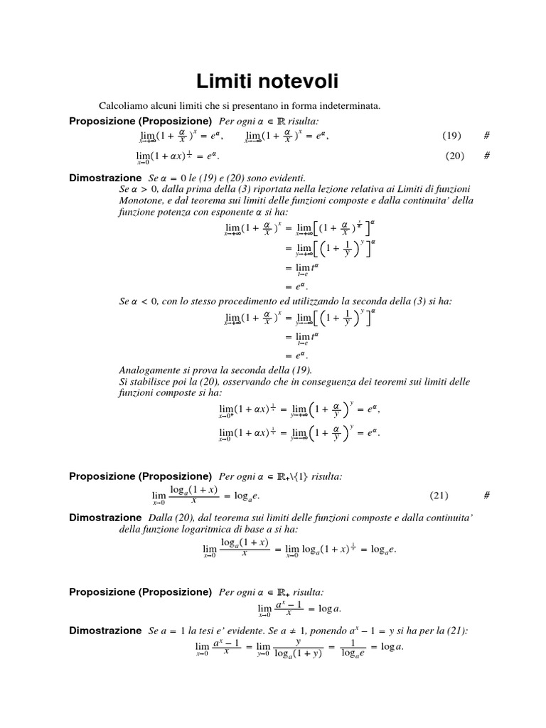 49 Limiti Notevoli | PDF