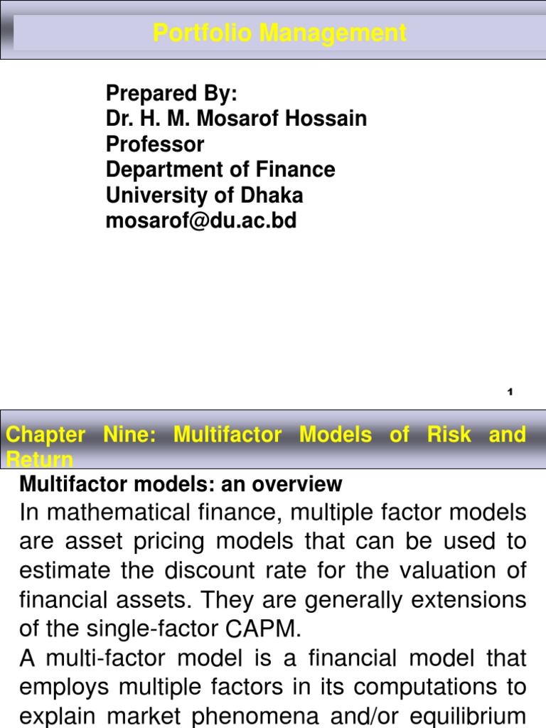 Overview of Multifactor Models in Finance | PDF | Capital Asset Pricing ...