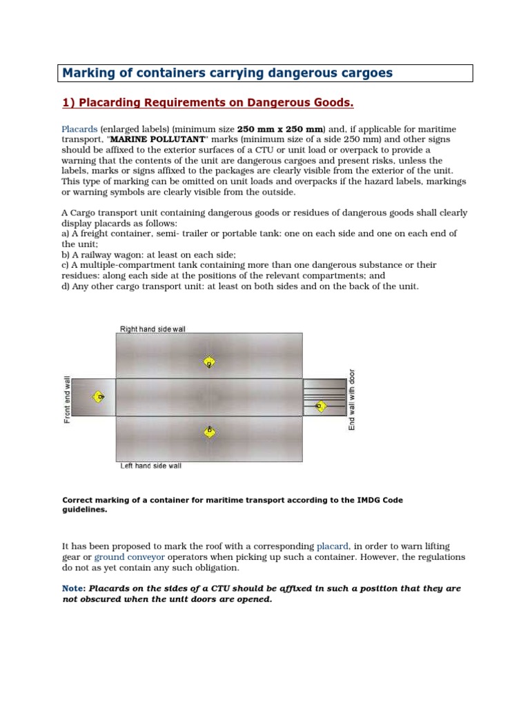 IMDG Container Marking Guidelines | PDF | Dangerous Goods | Safety