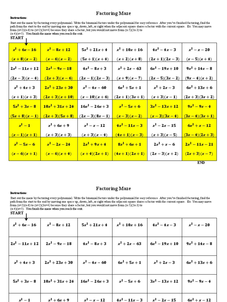 Factoring Maze | PDF