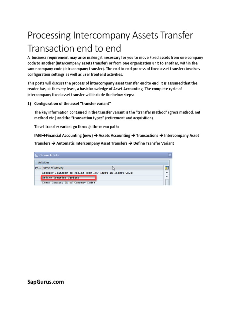 Assets Transfer Transaction End To End 1 | PDF | Mergers And ...