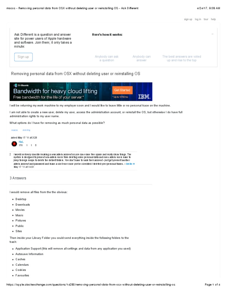 Macos - Removing Personal Data From OSX Without Deleting User or Reinstalling OS - Ask Different ...