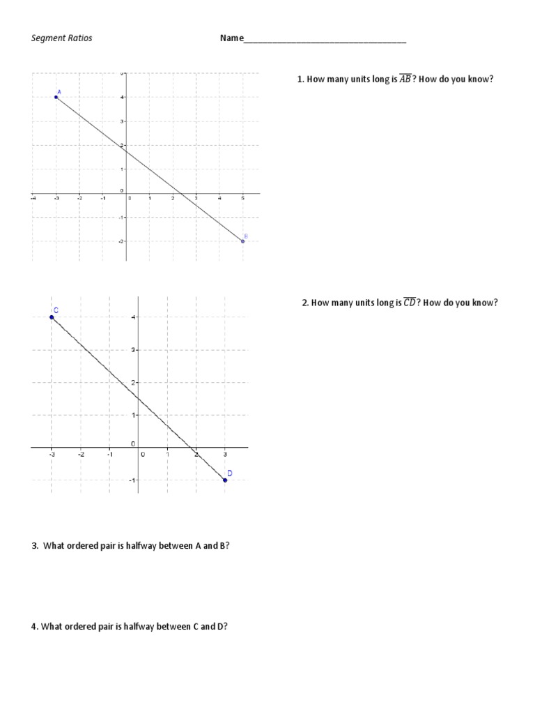 Segment Ratios and Midpoints Worksheet | PDF | Language Arts & Discipline