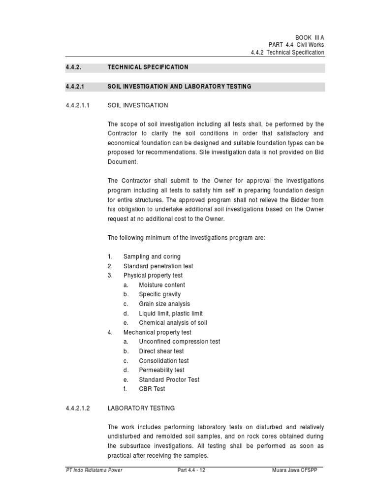 Civil Works Technical Specs Pdf Deep Foundation Concrete