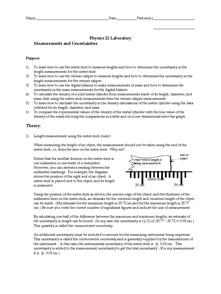 Laboratory 1 - Measurements and Uncertainties | PDF | Measurement | Uncertainty