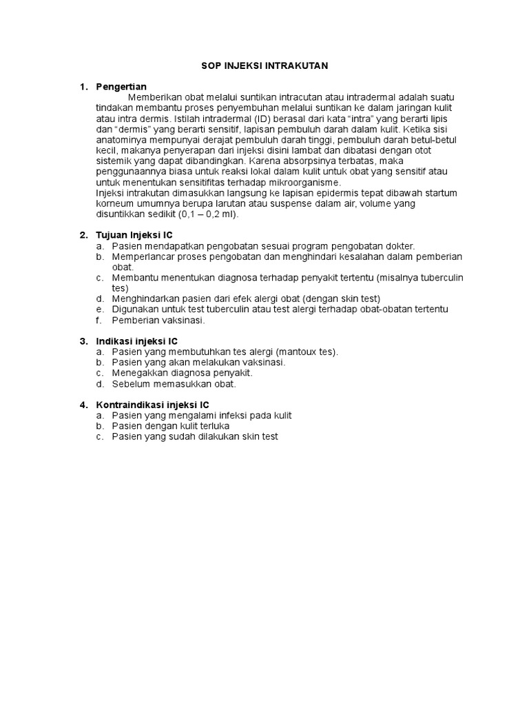 SOP Injeksi Intradermal | PDF | Sains & Matematika