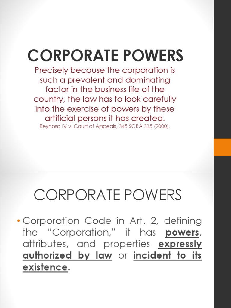 Corporate Powers: Reynoso IV v. Court of Appeals, 345 SCRA 335 (2000 ...