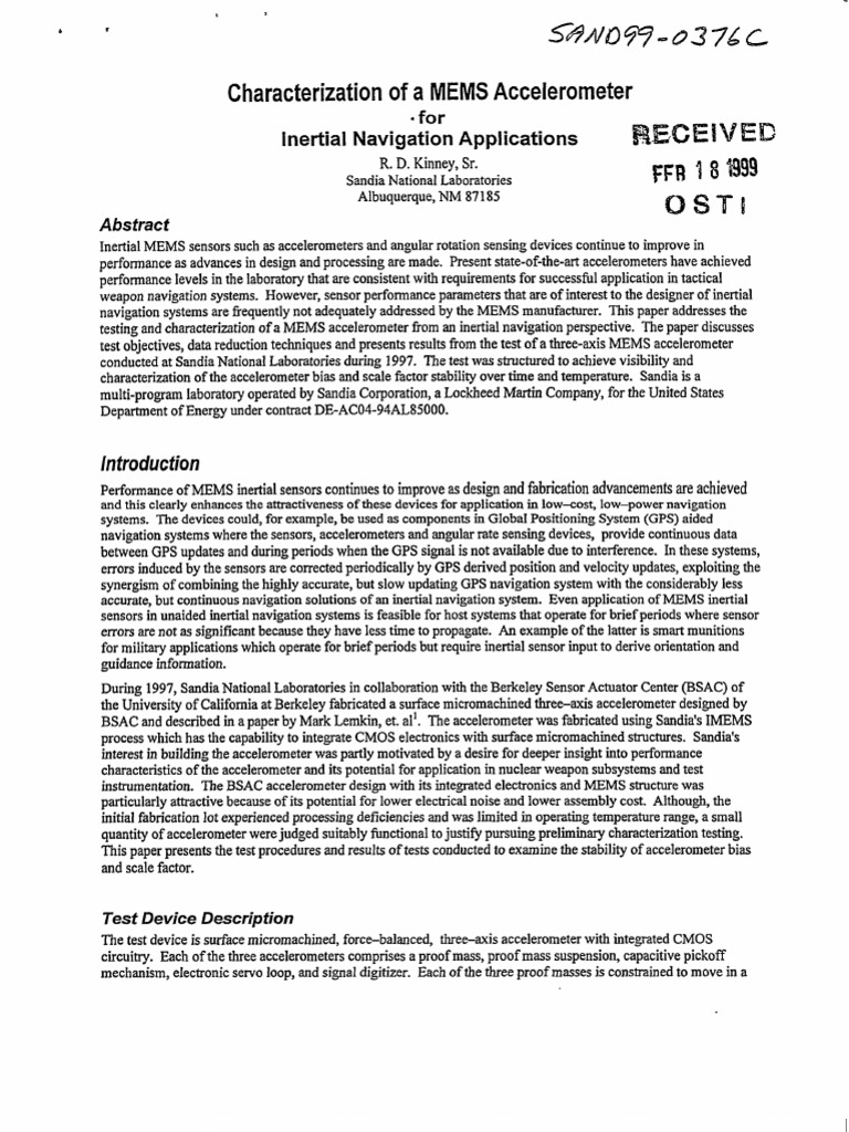 Characterization of MEMS | PDF | Accelerometer | Inertial Navigation System