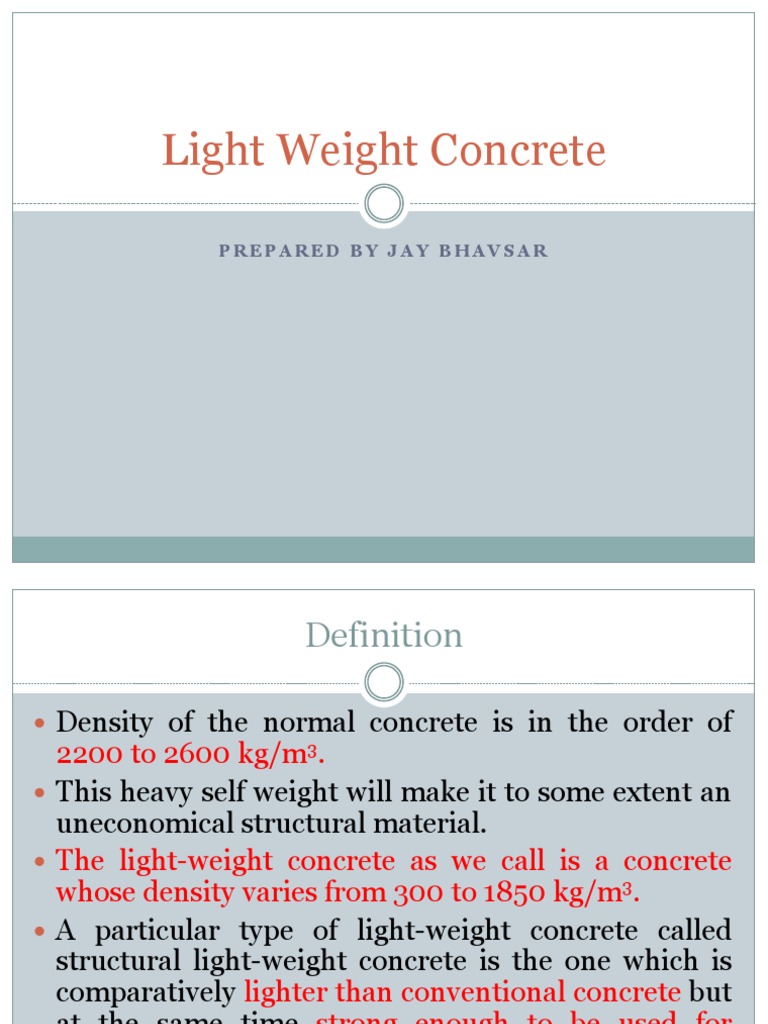 Light Weight Concrete | PDF | Concrete | Cement