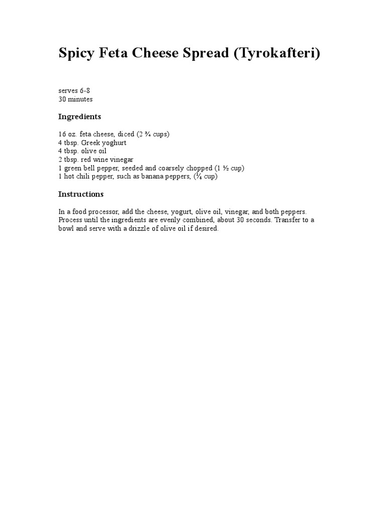Spicy Feta Cheese Spread | PDF
