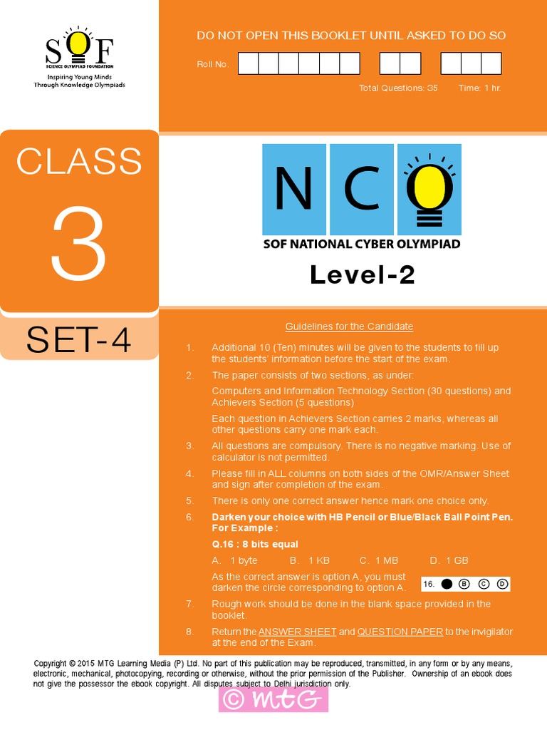 Nco Level2 Class 3 Set 4 | PDF | Computer Keyboard | Icon (Computing)