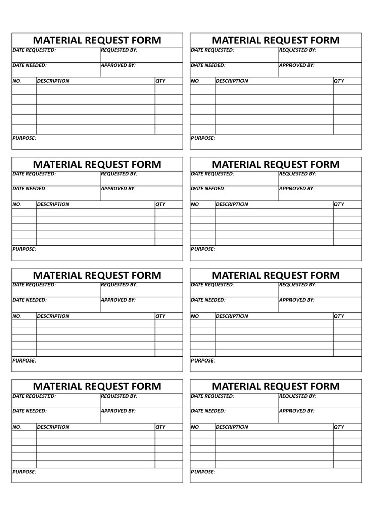 Requesting Resources: A Material Request Form Template | PDF