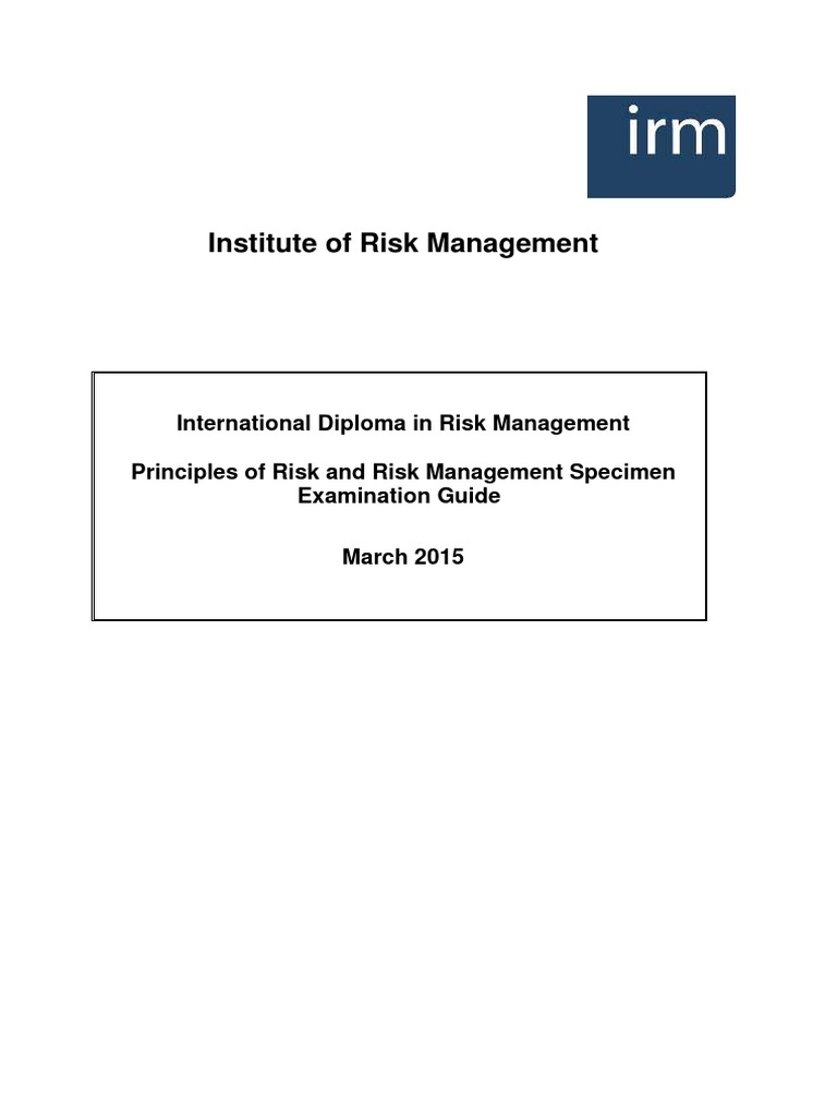 Principles of Risk Risk Management Specimen Examination Guide v2 | PDF ...