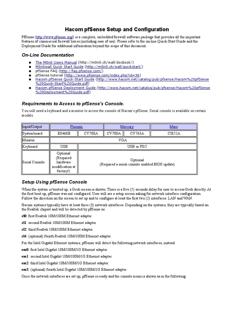 Pfsense Note | PDF | Network Interface Controller | Command Line Interface