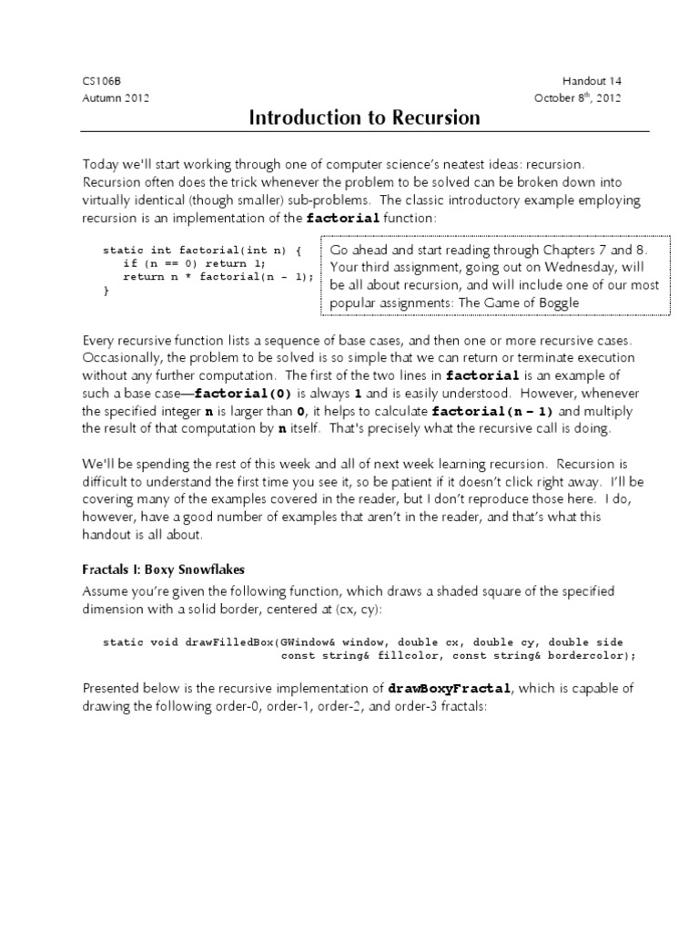 Introduction To Recursion | PDF | Fractal | Coast