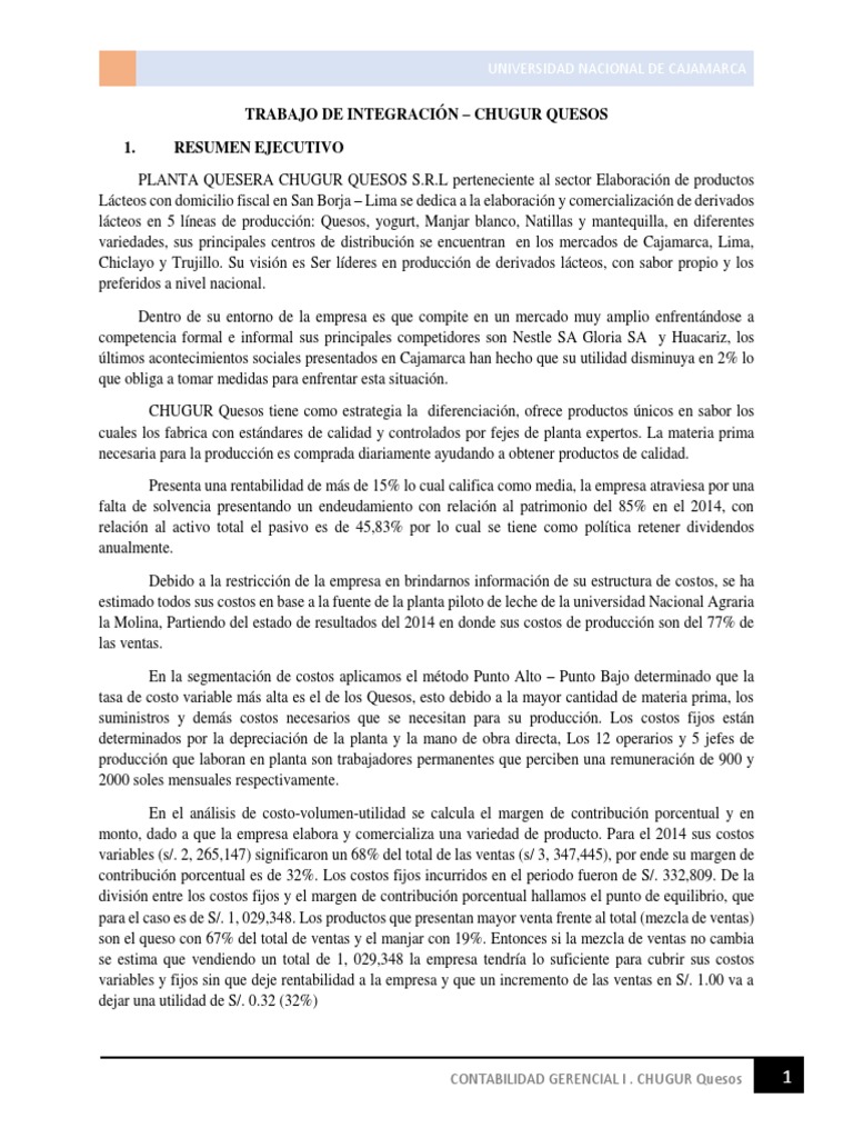 INFORME | PDF | Estado de resultados | Costo