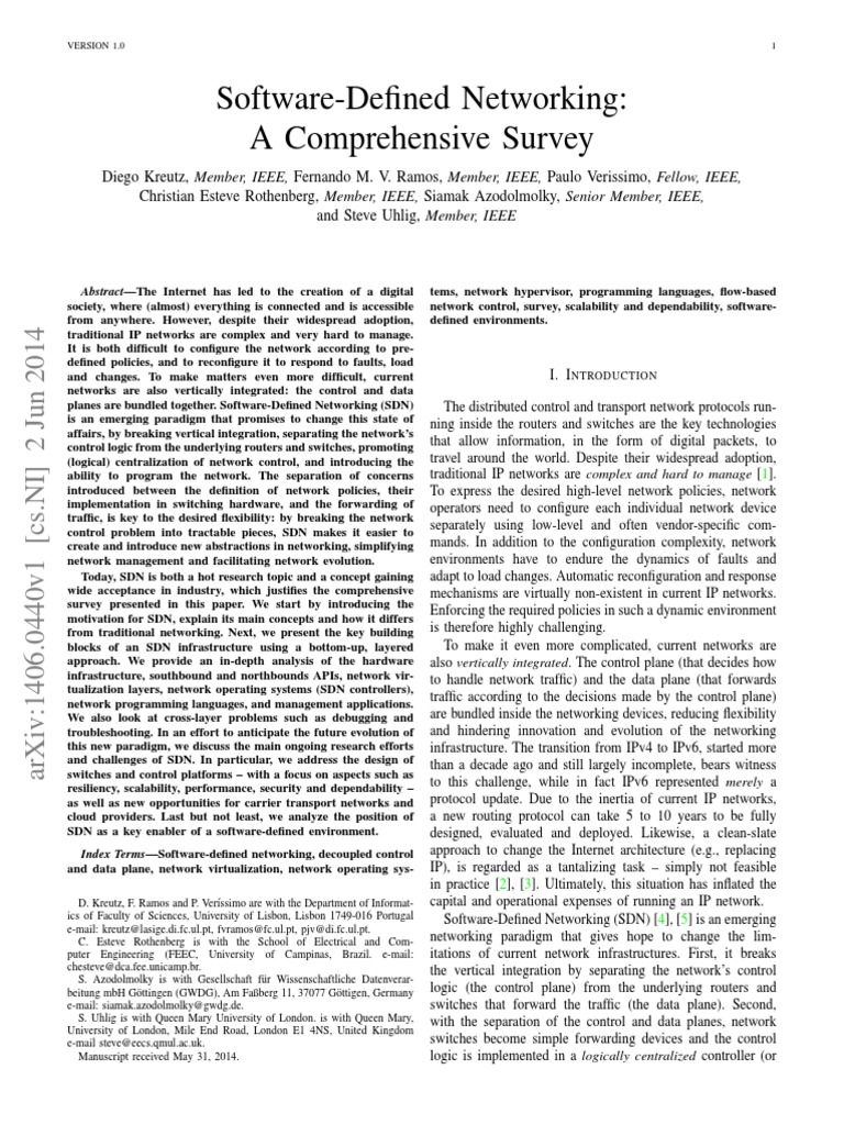 Software Defined Networking Survey Pdf Computer Network Application Programming Interface