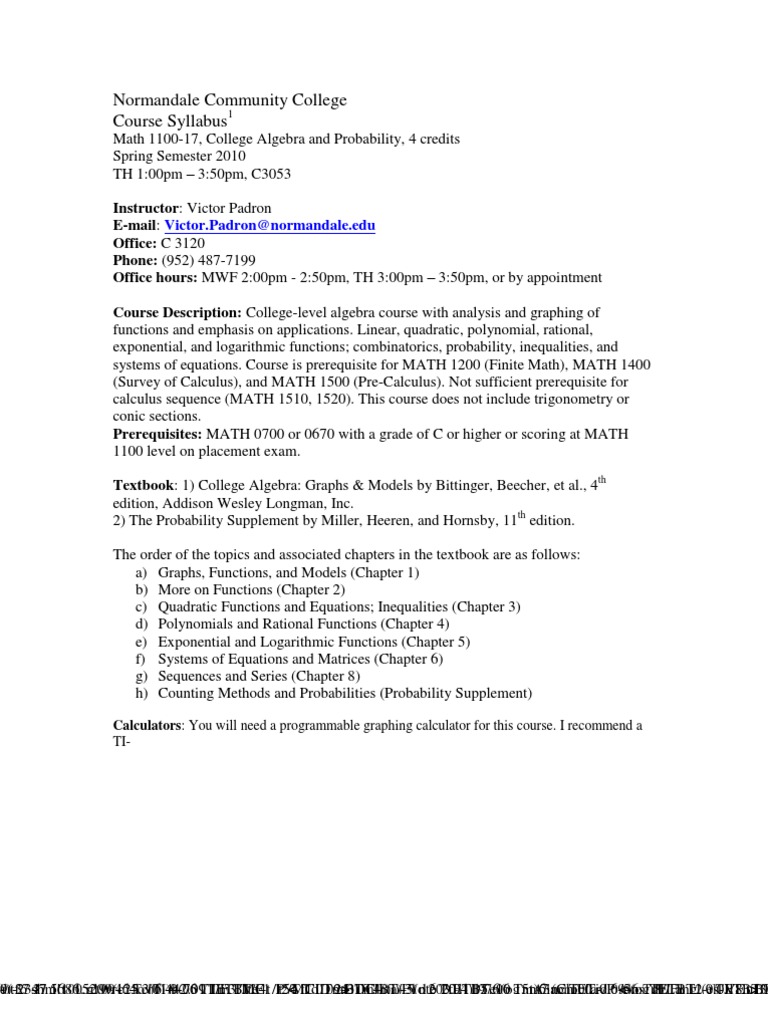 Normandale Community College Course Syllabus: Victor - Padron ...
