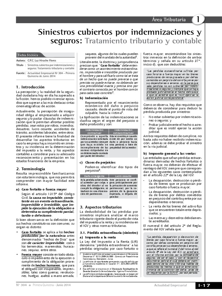 Siniestros Cubiertos Por Indemnzacion y Seguros | PDF | Seguro | Impuestos