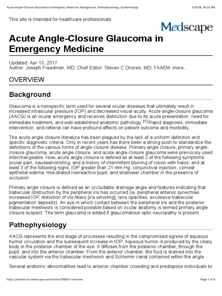 Acute Angle-Closure Glaucoma in Emergency Medicine: Background ...