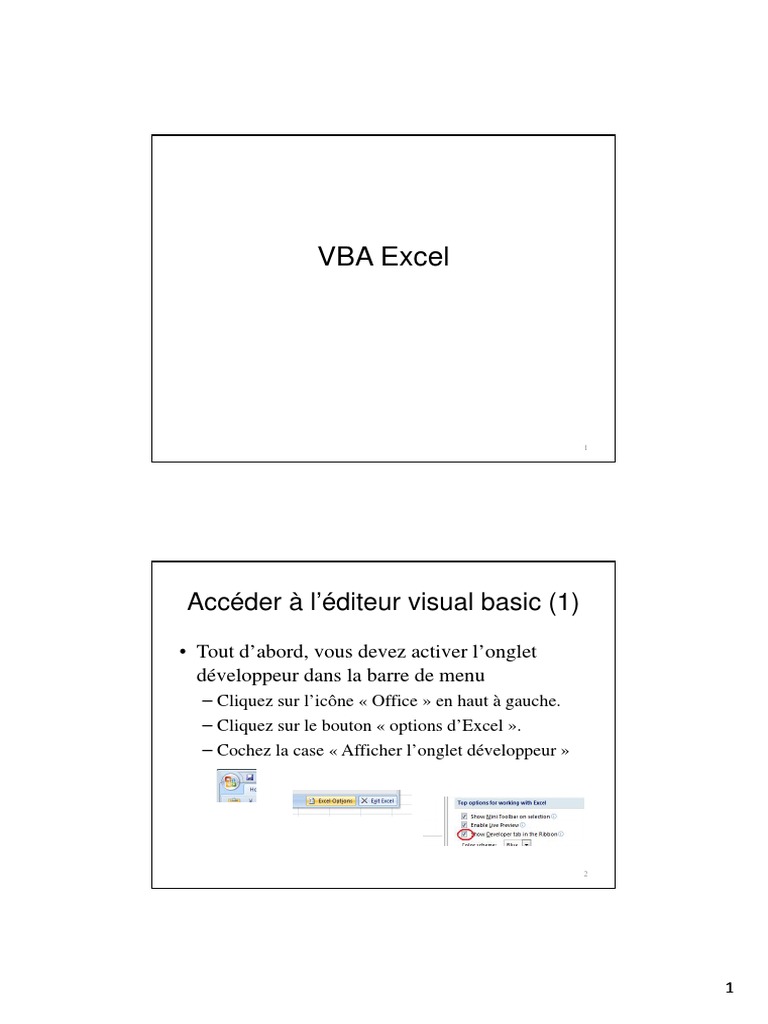 Cours VBA | PDF | Structure de contrôle | Visual Basic for Applications
