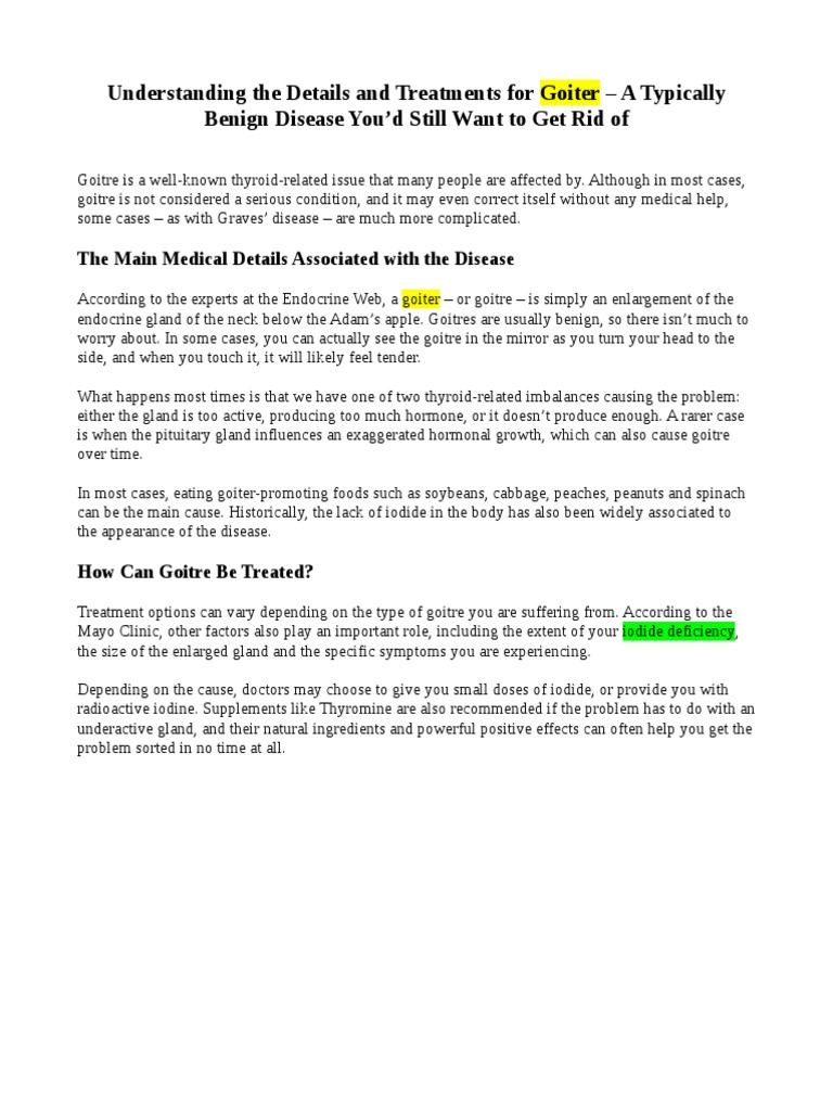 Goitre Treatment Options and Thyromine | PDF