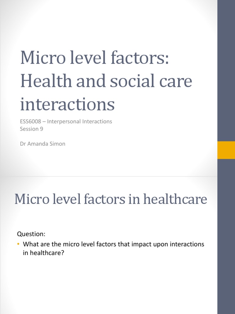 Lecture 10 - Micro Level Factors - Health and Social Care 2017 Student ...