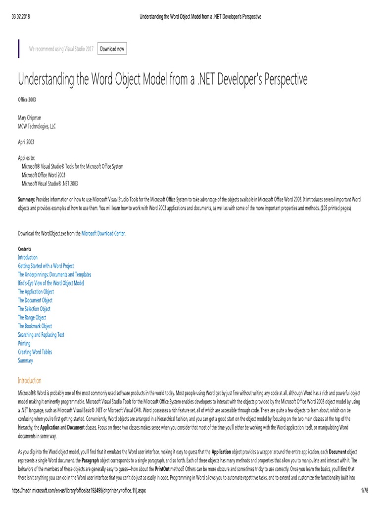 Understanding The Word Object Model | Download Free PDF | Leisure