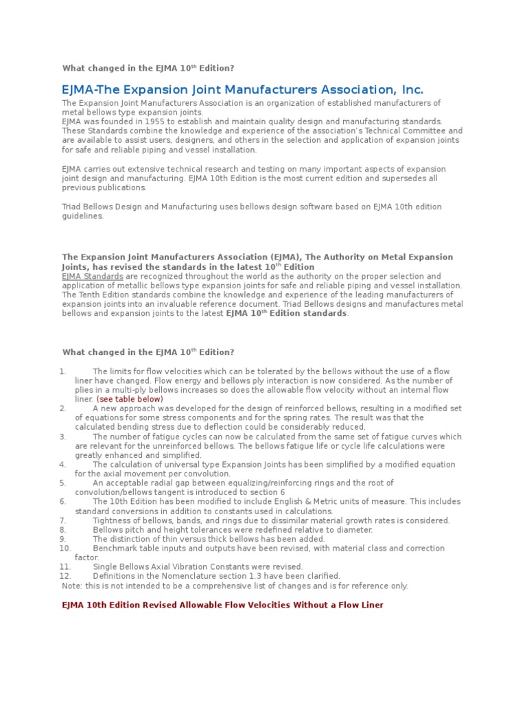 EJMA 10th Edition Changes and Engineering Data | PDF | Bending | Corrosion
