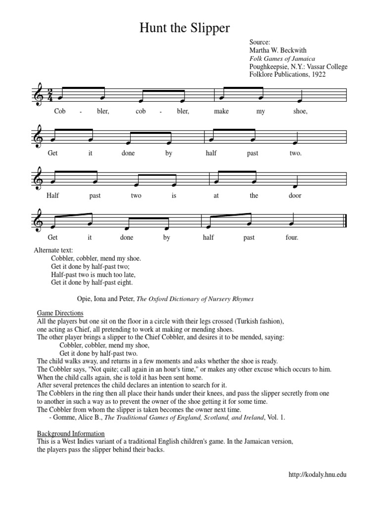 Hunt The Slipper Cobbler Cobbler Mend My Shoe | PDF