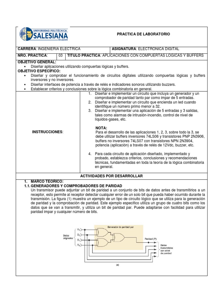 Practica - 03 - Aplicaciones Con Compuertas Lógicas y Buffers | PDF ...