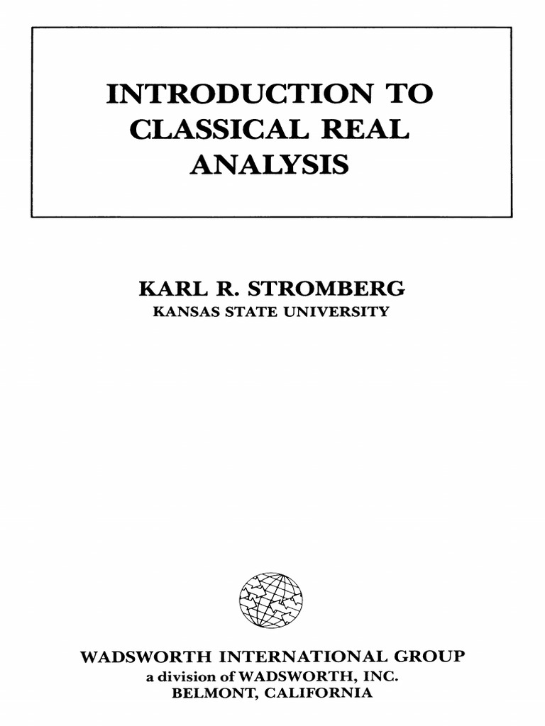 Introduction To Classical Real Analysis, Karl R. Stromberg | PDF