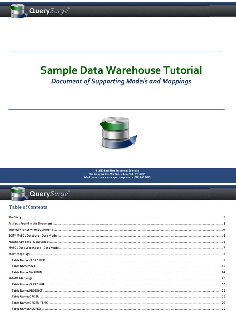 QuerySurge Models Mappings Document | PDF | Data Warehouse | Databases
