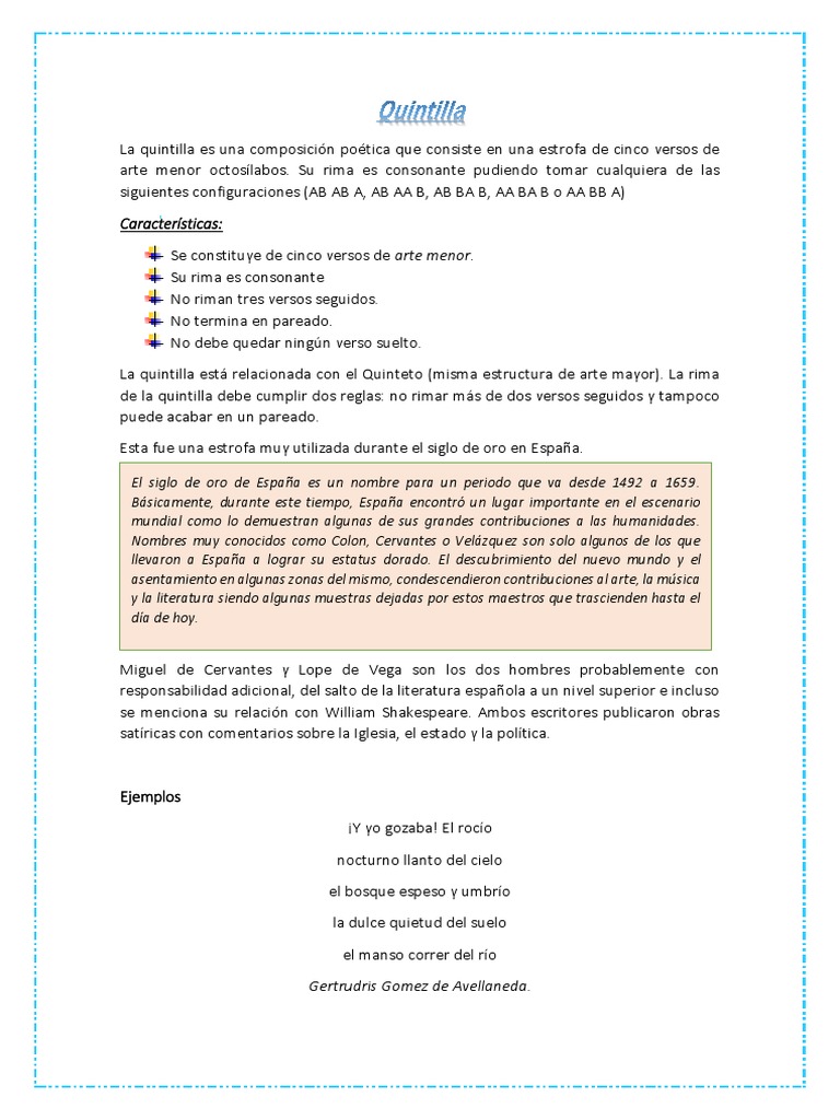 Quintilla | PDF | Rima | Miguel De Cervantes