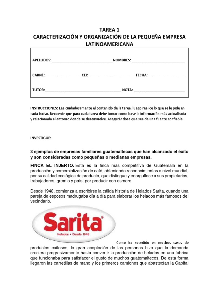 Tarea E1 - D | PDF | Pequeñas y medianas empresas | Guatemala