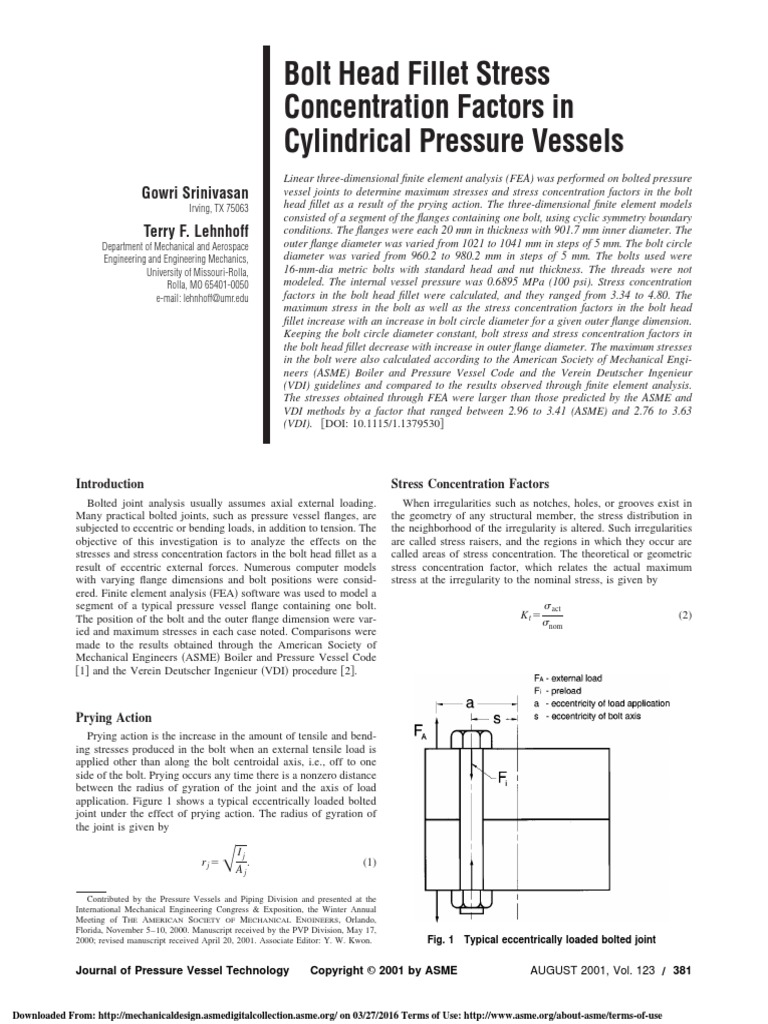 Bolt Head Fillet Stress Concentration Factors in Cylindrical Pressure ...