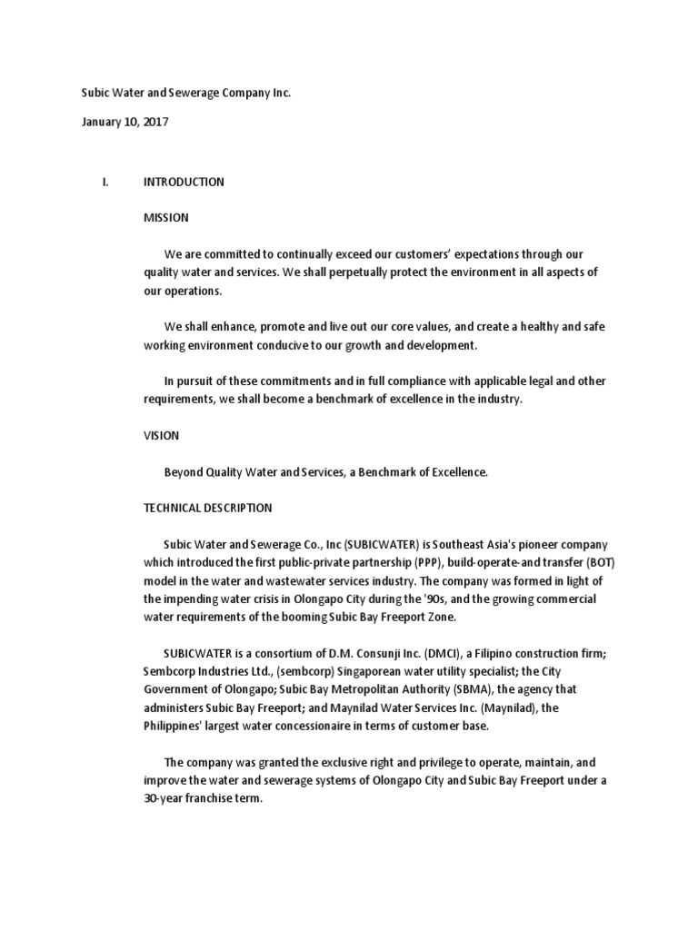 Subic Water and Sewerage Company Inc 1 | Download Free PDF | Water ...