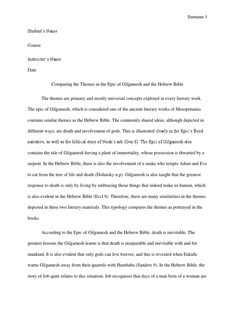 Comparing The Themes in The Epic of Gilgamesh and The Hebrew Bible ...