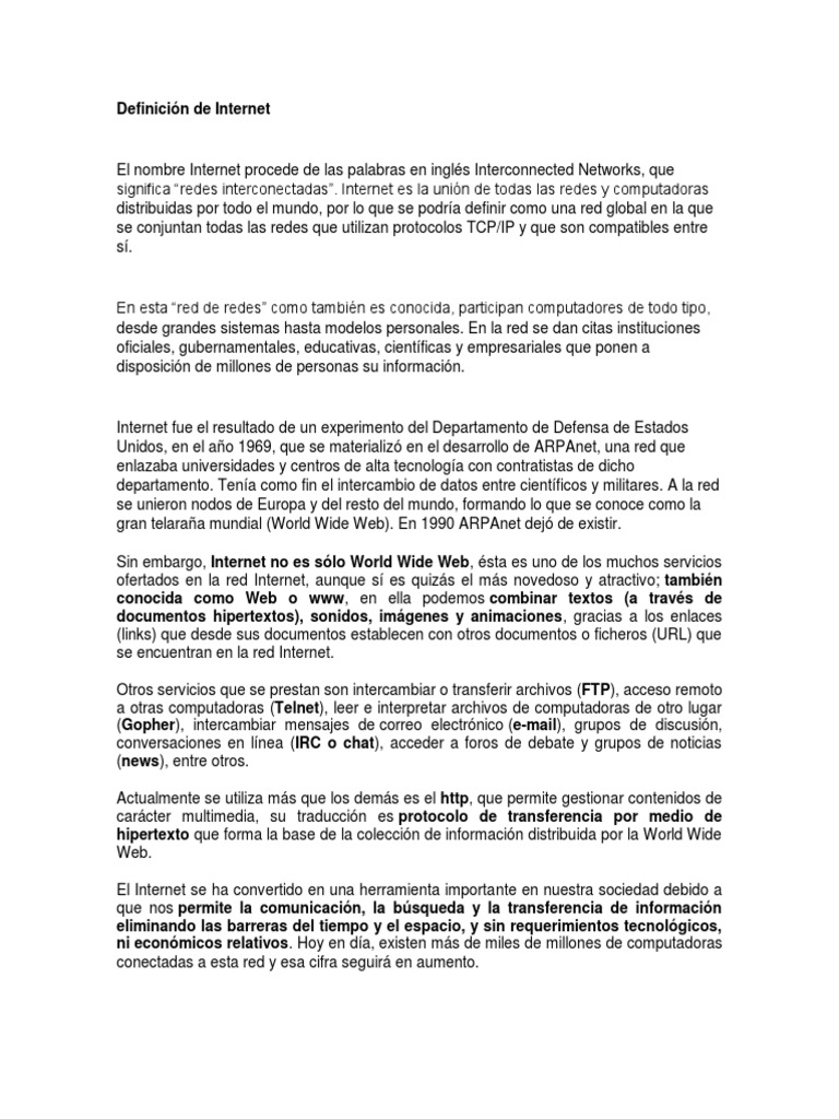 Definición de Internet | PDF | Internet | Red mundial
