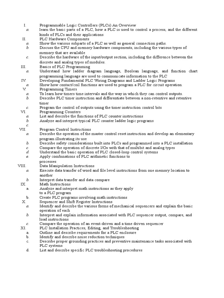 PLC Objective | PDF | Programmable Logic Controller | Systems Engineering