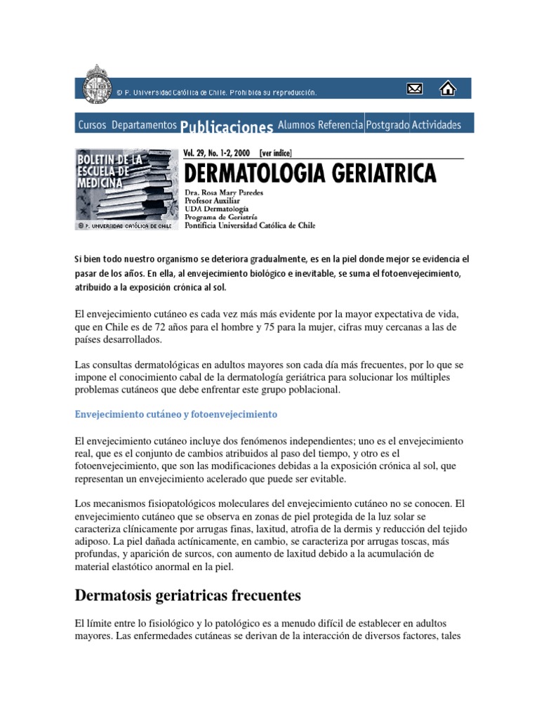 Dermatología Geriátrica y Piel Senil | PDF | Envejecimiento | Piel