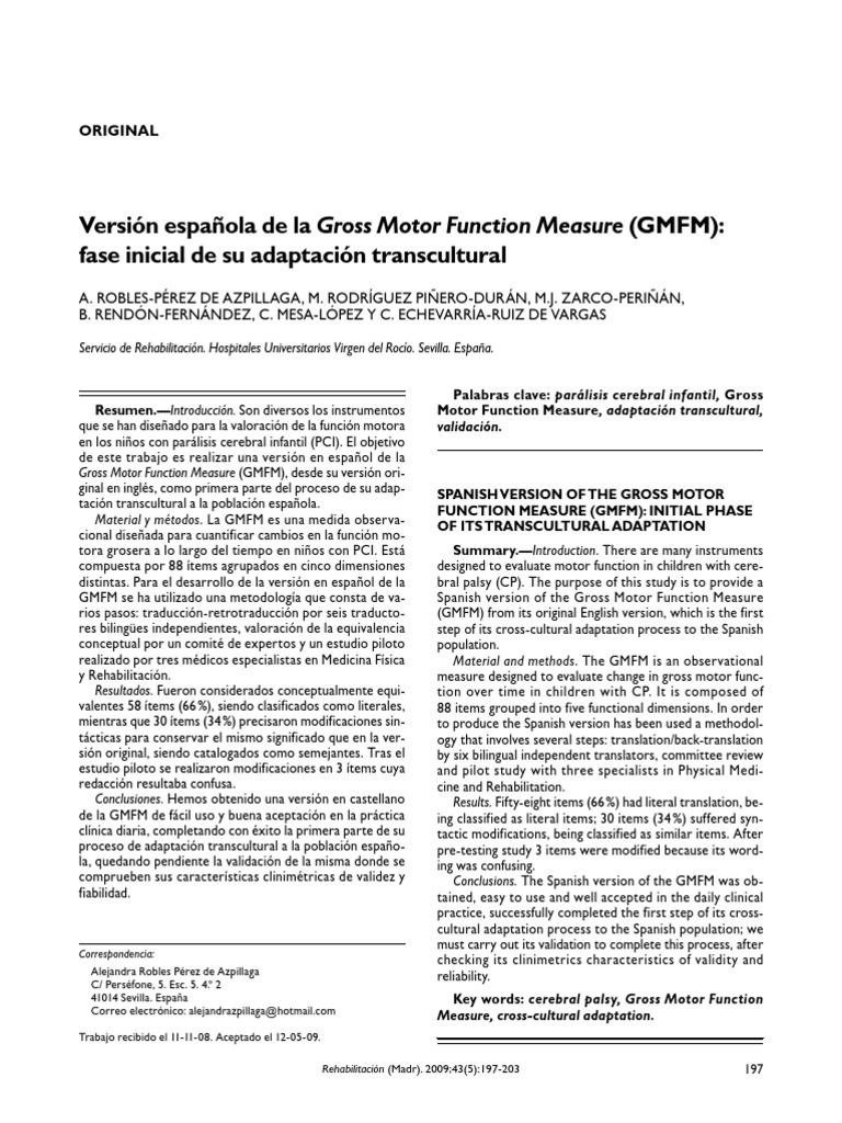 Versión Española de La Gross Motor Function Measure (GMFM ...