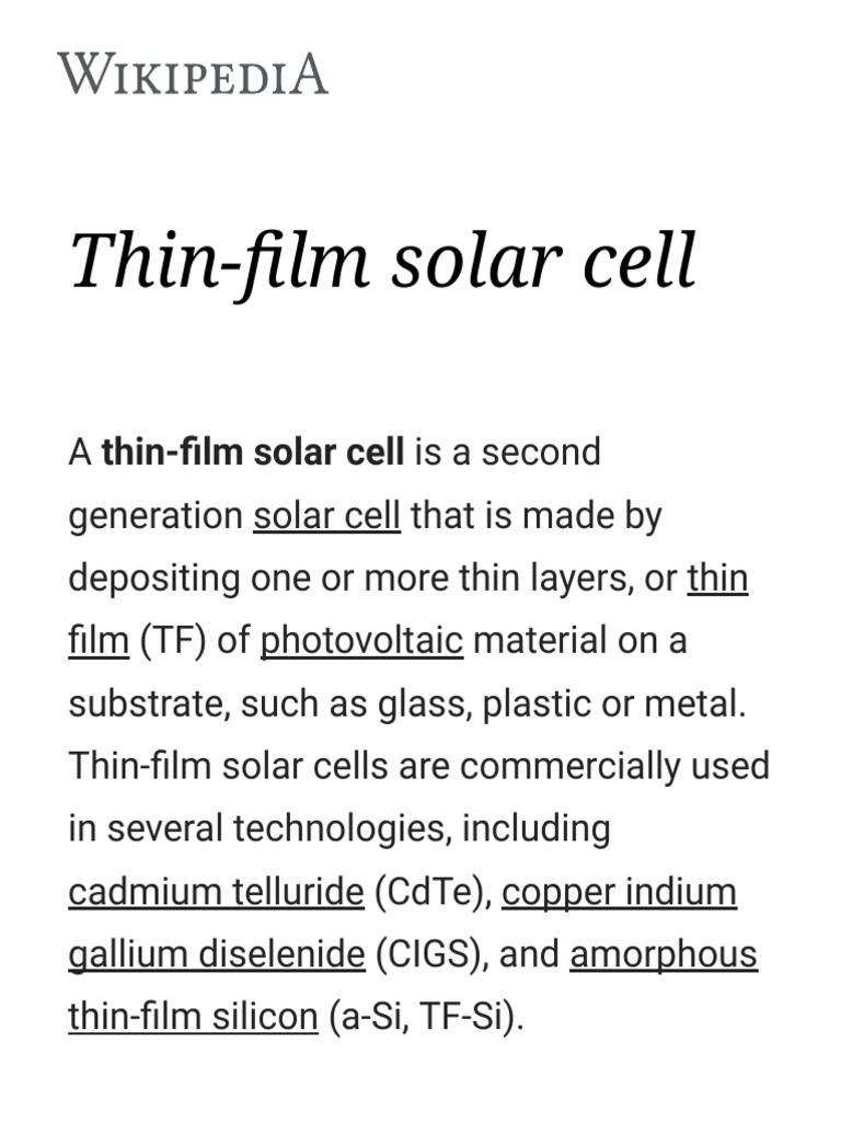 Thin-Film Solar Cell | PDF | Solar Cell | Photovoltaics