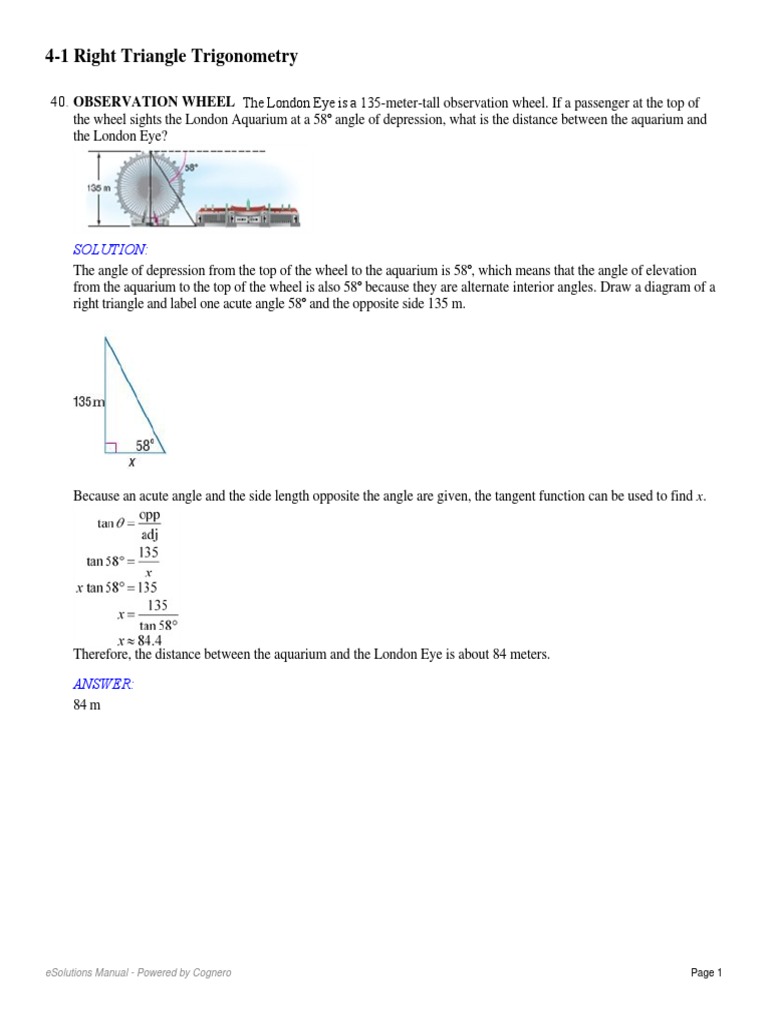 Right Triangle Trigonometry Solutions | PDF | Triangle | Trigonometric ...