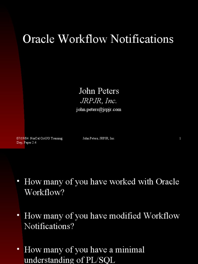Oracle Workflow Notifications: John Peters | PDF | Pl/Sql | Computing