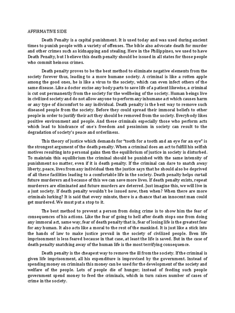 Affirmative Side | PDF | Capital Punishment | Murder