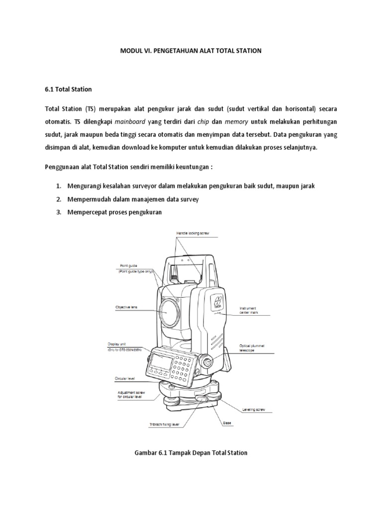 Pengetahuan Alat Total Station (Geomatics Engineering) | PDF