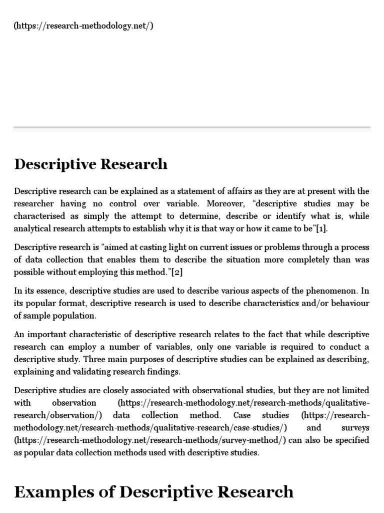 Descriptive Research Design Sample