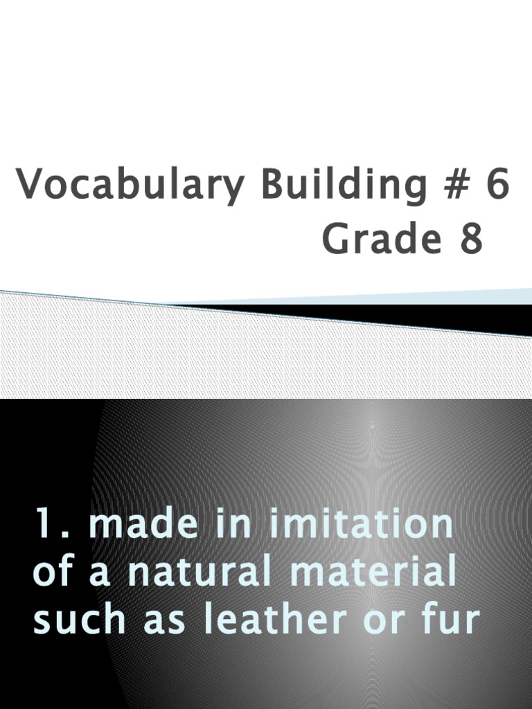 Vocabulary Building # 6 Grade 8 | PDF | Home & Garden