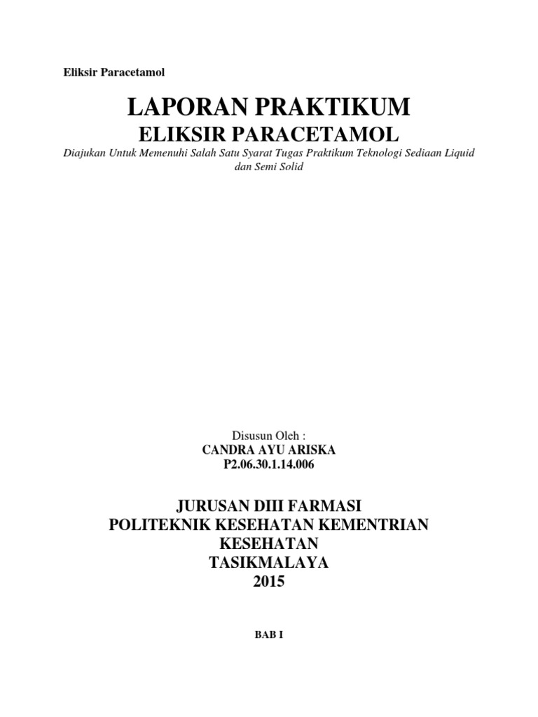 Pembuatan Eliksir Paracetamol | PDF